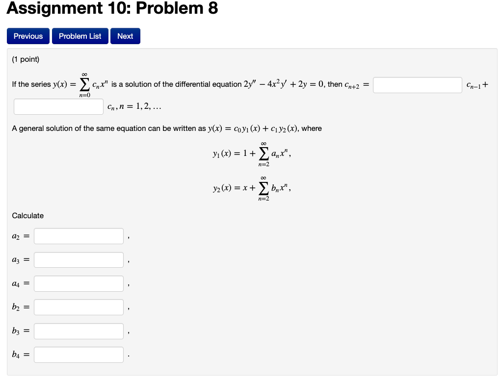 Solved Assignment 10 Problem 8 Previous Problem List Next 4942