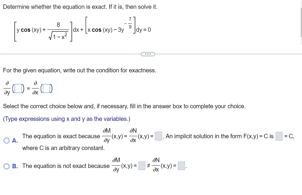 Solved Determine whether the equation is exact. If it is, | Chegg.com