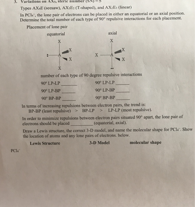 Solved number (SNS on AXs, steric 3. Variations Types AX4E | Chegg.com