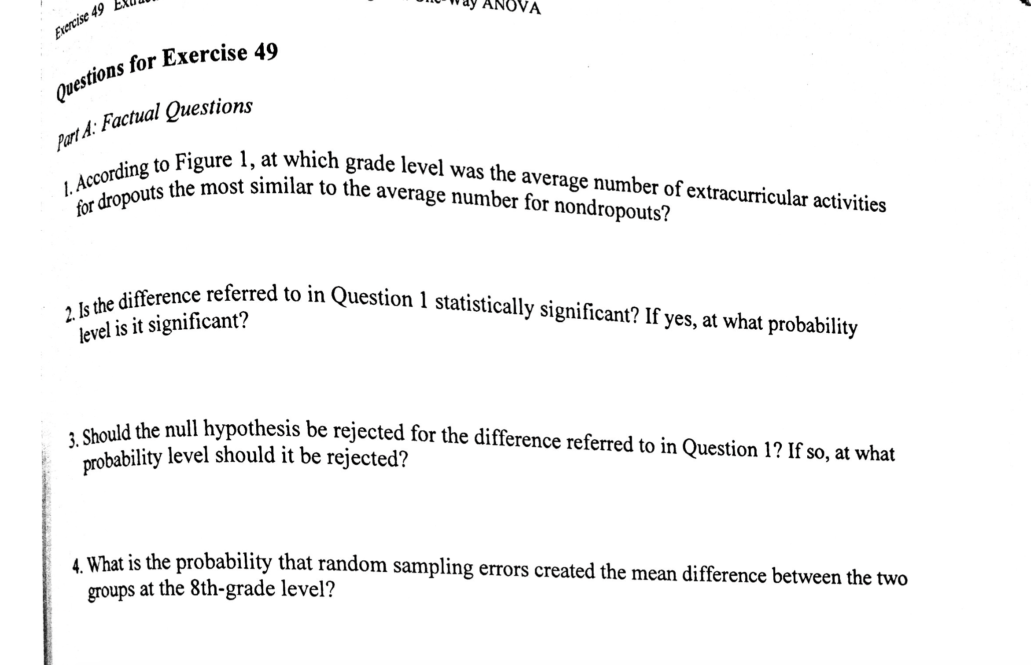 Questions for Exercise 49 part A: Factual Questions | Chegg.com