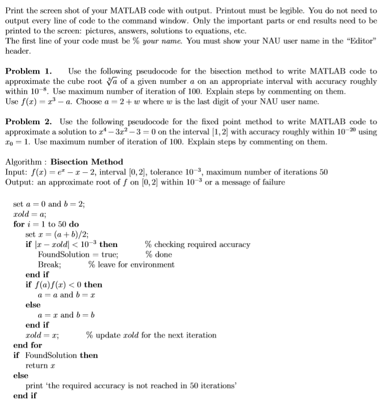 Solved Print the screen shot of your MATLAB code with | Chegg.com