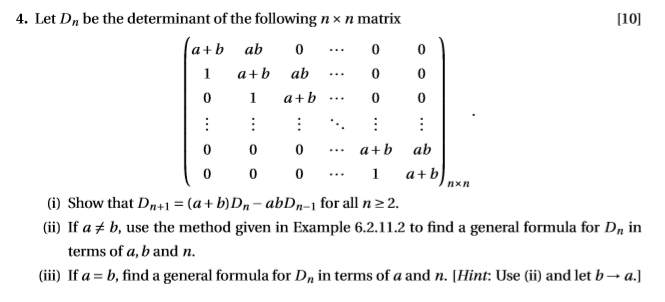 [10] 4. Let Dn be the determinant of the following n | Chegg.com
