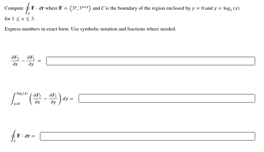 Solved Compute ∮CF⋅dr where F= 3y,3x+y and C is the | Chegg.com