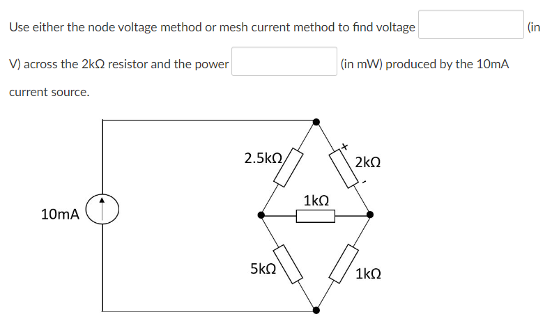 Solved Use either the node voltage method or mesh current | Chegg.com