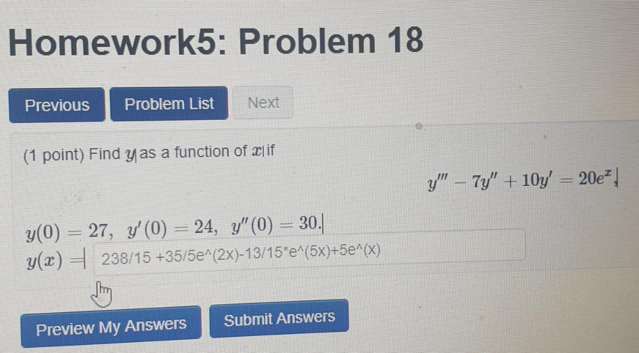 Solved Homework5: Problem 18 Previous Problem List Next (1 | Chegg.com