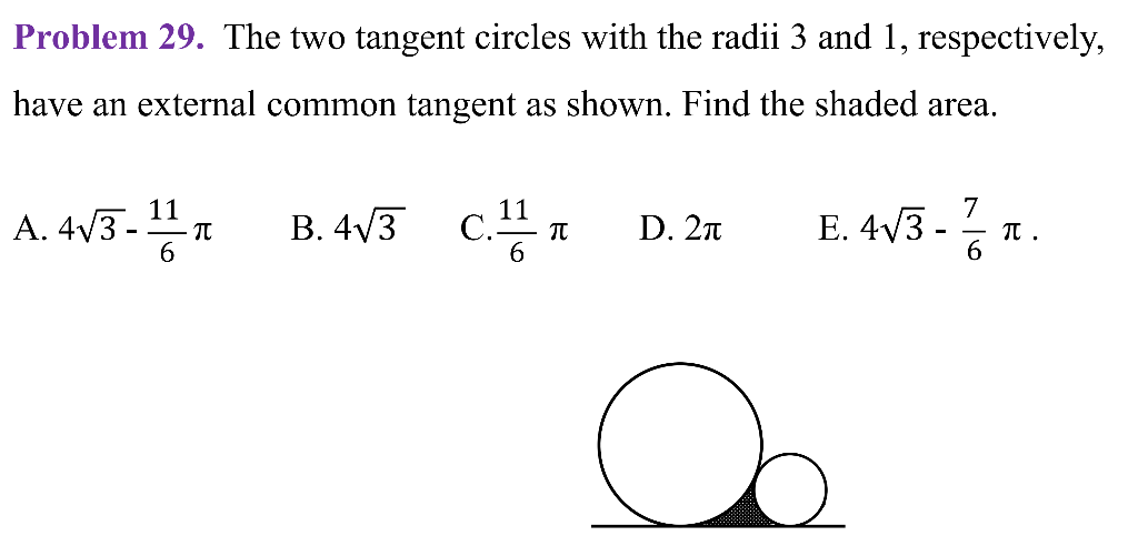 Solved Problem 29. The two tangent circles with the radii 3 | Chegg.com
