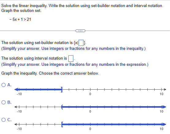 Solved Solve the linear inequality. Write the solution using | Chegg.com