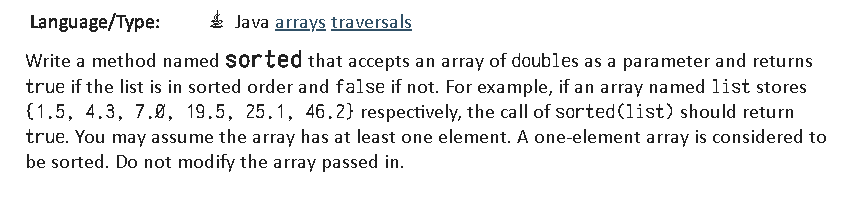 Solved Language/Type: Java arrays traversals Write a method | Chegg.com