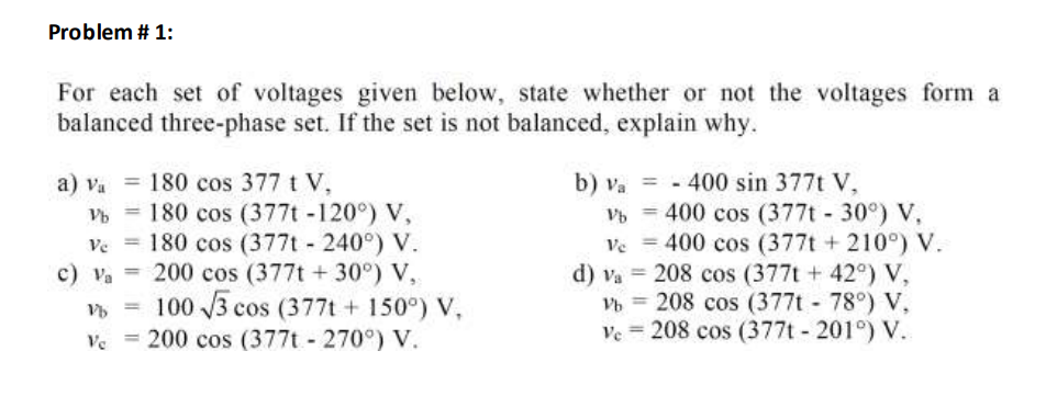 Solved For each set of voltages given below, state whether | Chegg.com