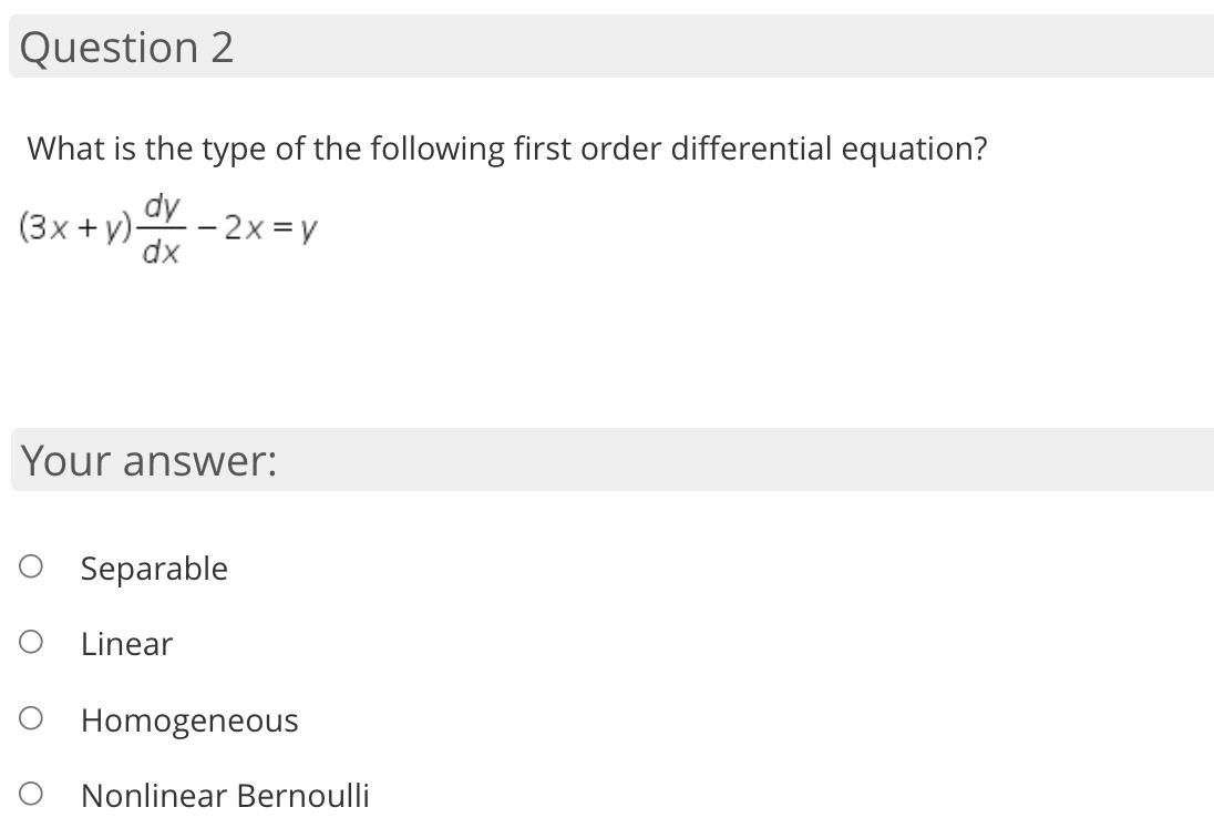 Solved What is the type of the following first order | Chegg.com