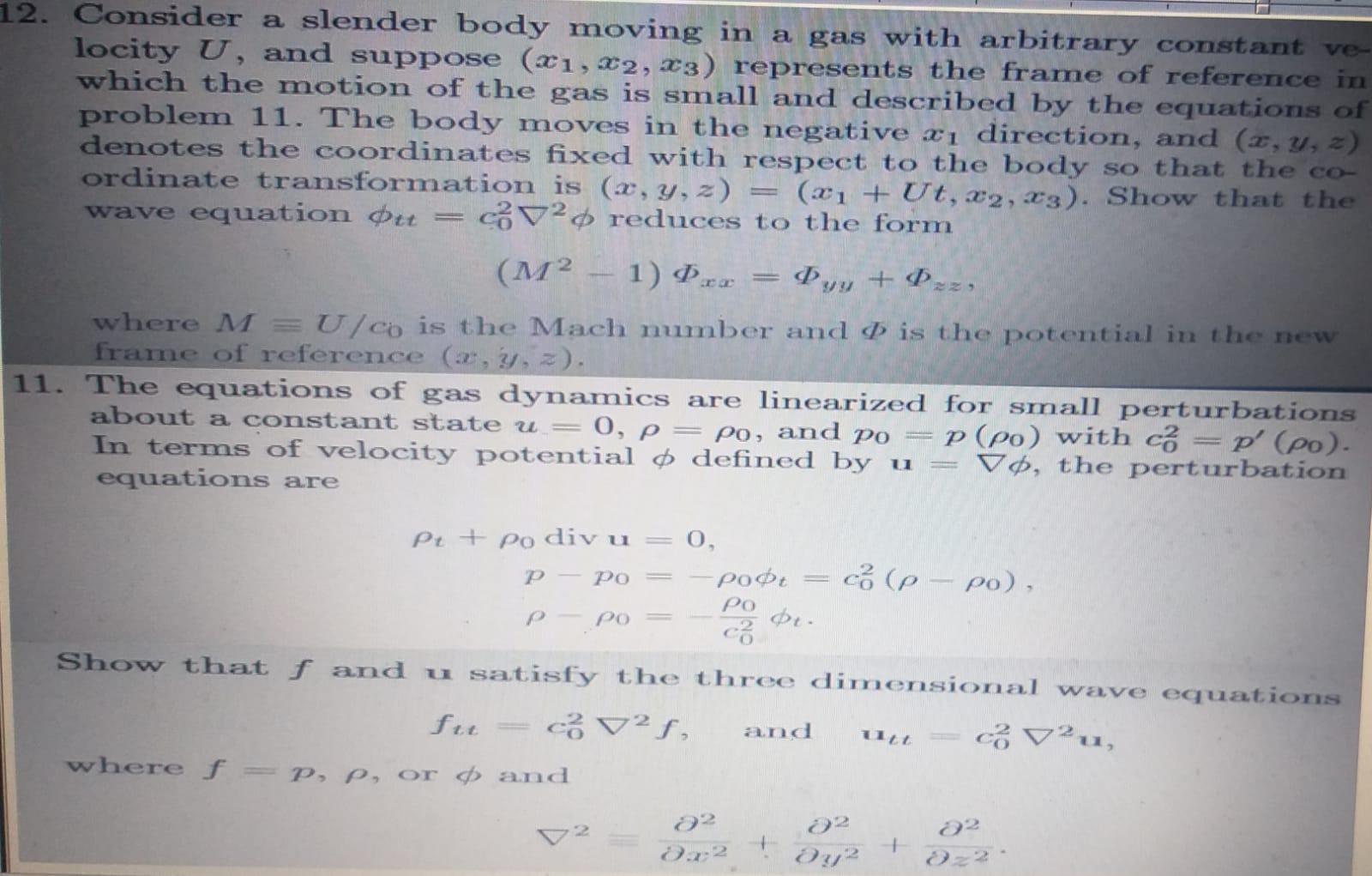 12. Consider a slender body moving in a gas with | Chegg.com