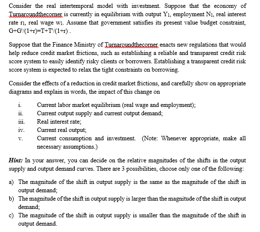 Consider the real intertemporal model with | Chegg.com