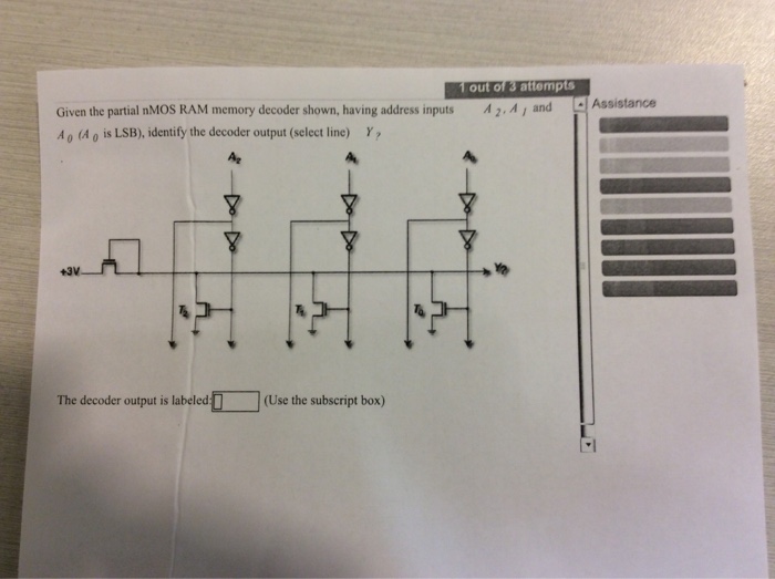 Solved out of 3 attempts Given the partial nMOS RAM memory | Chegg.com