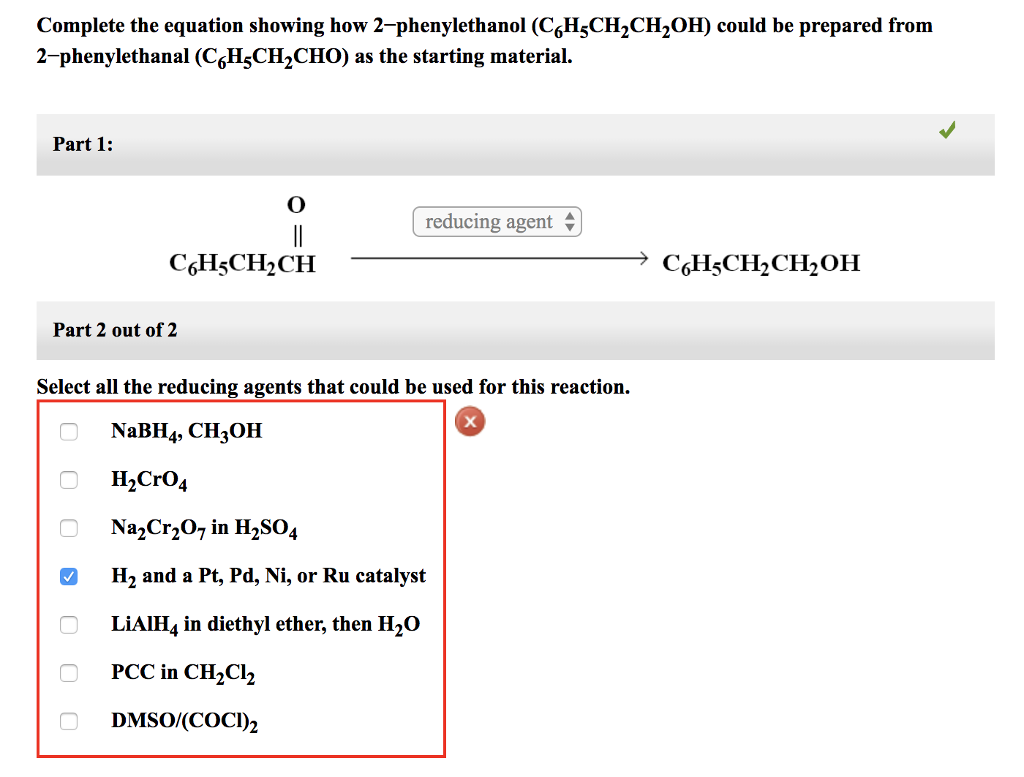 Solved Complete the equation showing how 2-phenylethanol | Chegg.com