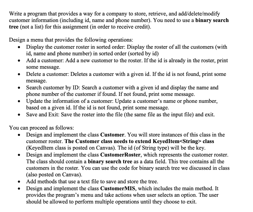 Write a program that provides a way for a company to | Chegg.com