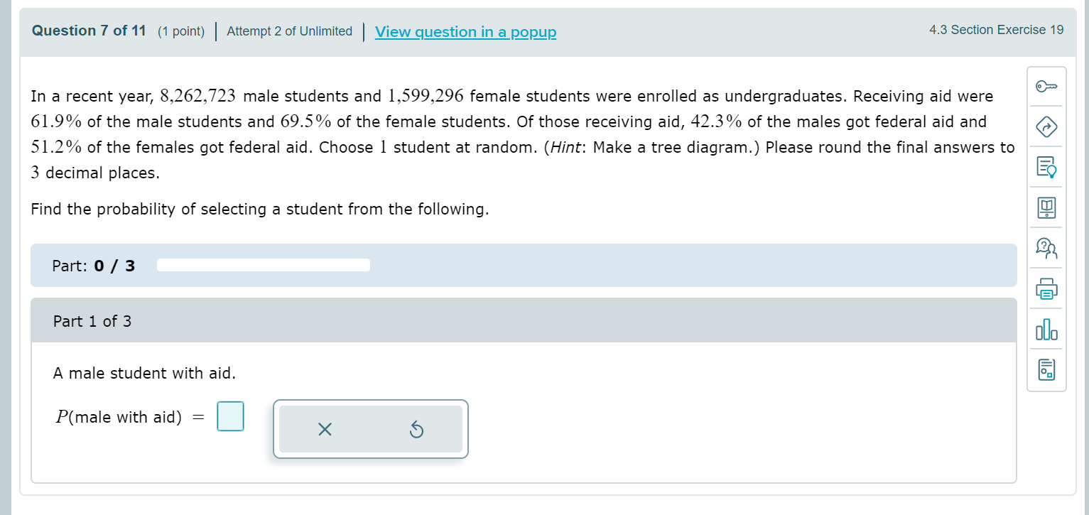 Solved Question 7 of 11 (1 point) | Attempt 2 of Unlimited | | Chegg.com