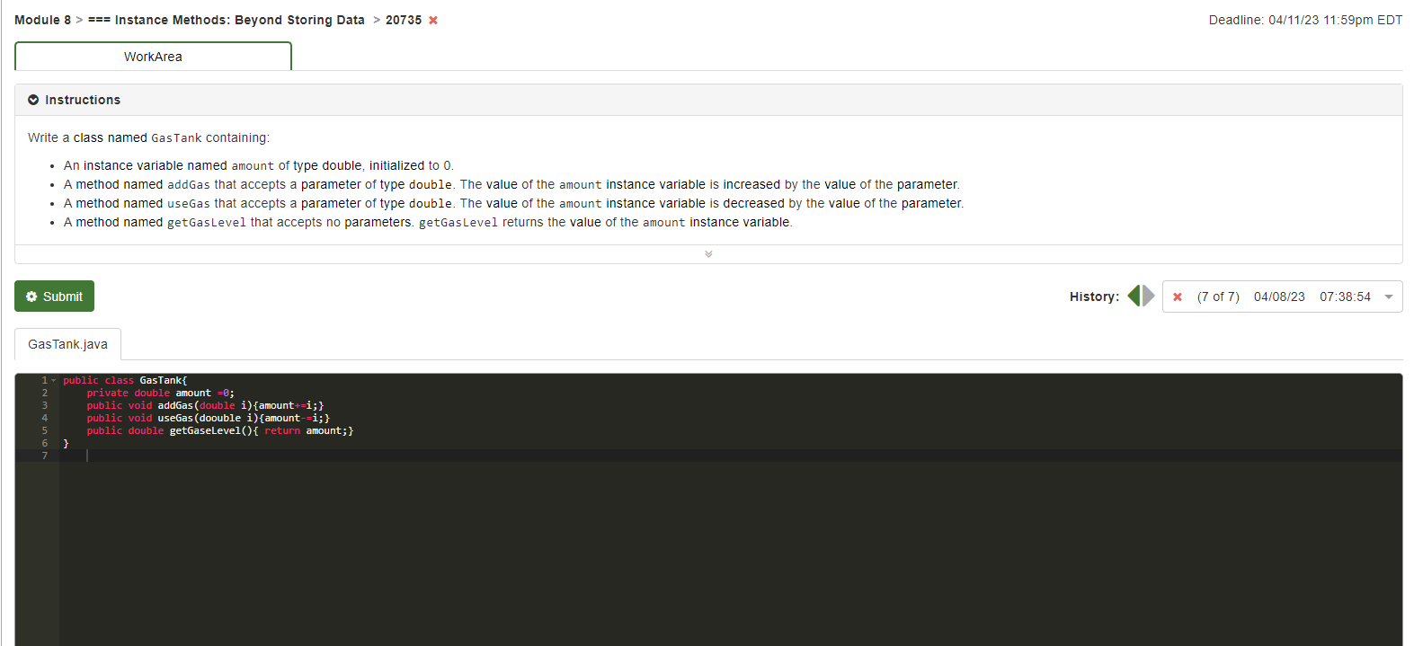 Solved Module 8>=== Instance Methods: Beyond Storing Data | Chegg.com