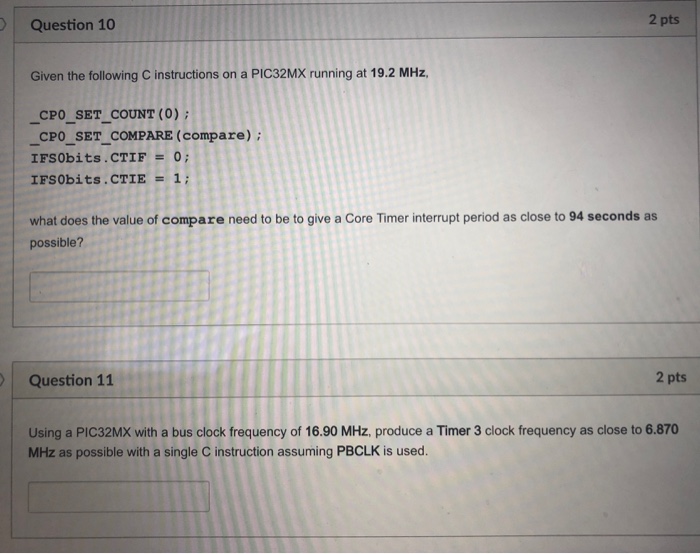 Solved Question 10 2 pts Given the following C instructions | Chegg.com
