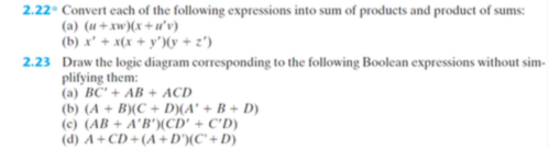 Solved 2.22 Convert each of the following expressions into | Chegg.com