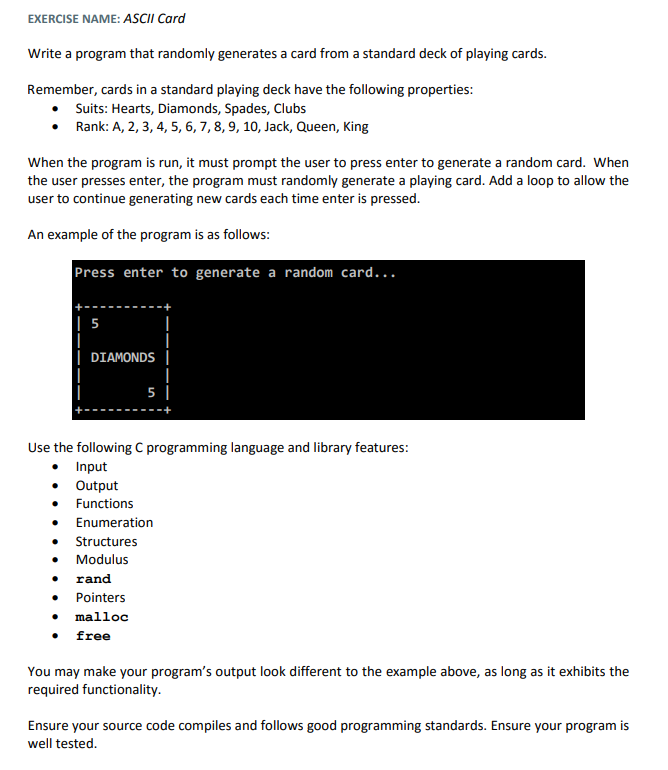Solved EXERCISE NAME: ASCII Card Write a program that | Chegg.com