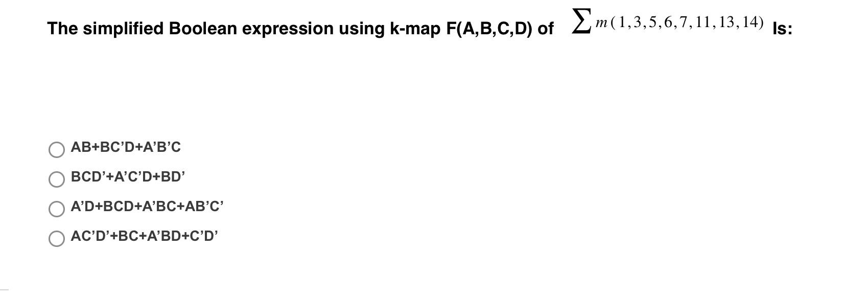 Solved The simplified Boolean expression using k-map | Chegg.com
