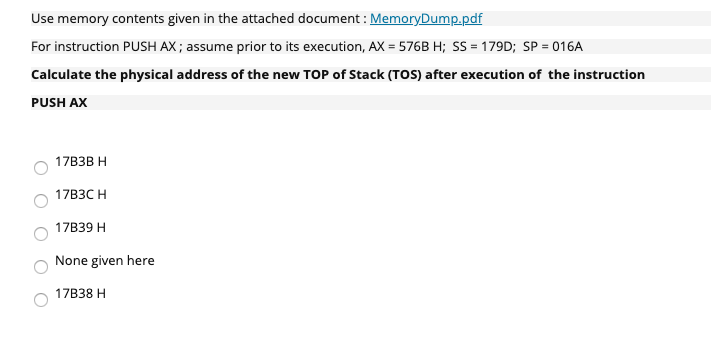 Solved Use memory contents given in the attached document: | Chegg.com