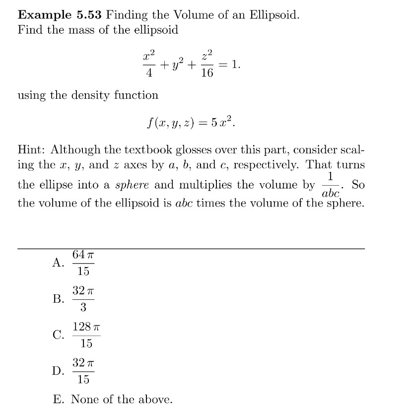 Solved Example 5.53 ﻿Finding the Volume of an | Chegg.com