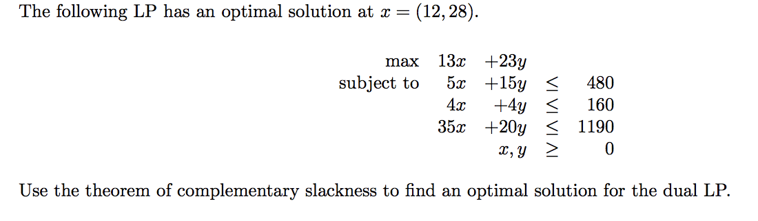 Solved The following LP has an optimal solution at x = | Chegg.com