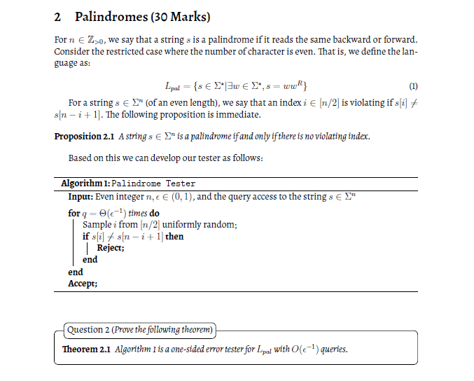 Solved 2 Palindromes (30 Marks) For n € Z>o, we say that a | Chegg.com