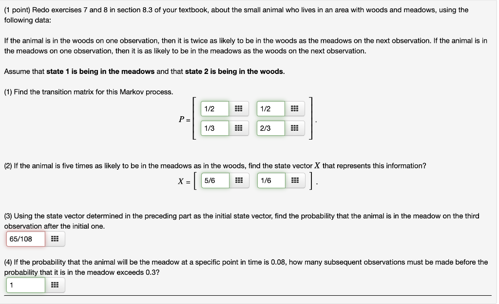 Solved (1 point) Redo exercises 7 and 8 in section 8.3 of | Chegg.com