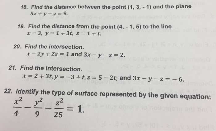 Solved Find the distance between the point (1, 3, - 1) and | Chegg.com