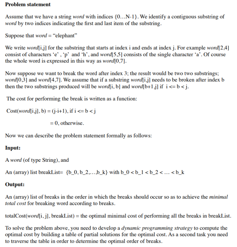 Problem statement Assume that we have a string word | Chegg.com