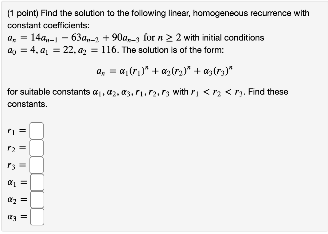 Solved (1 point) Find the solution to the following linear, | Chegg.com