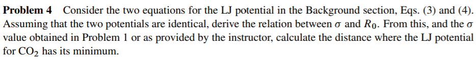 Problem 4 Consider the two equations for the LJ | Chegg.com