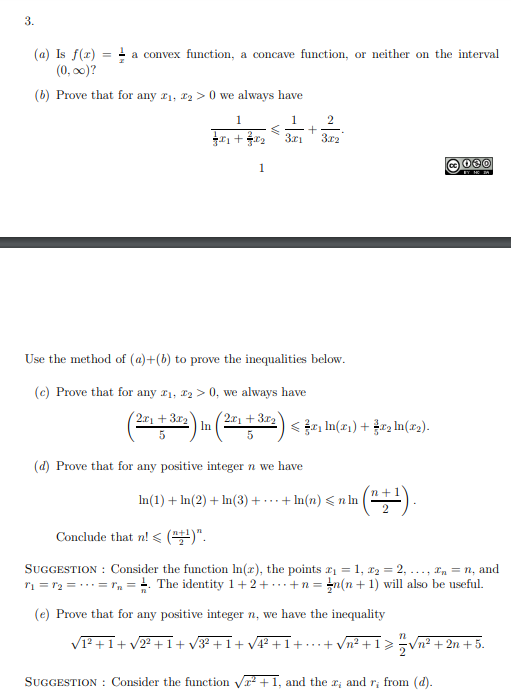 Solved (a) Is f(x)=x1 a convex function, a concave function, | Chegg.com