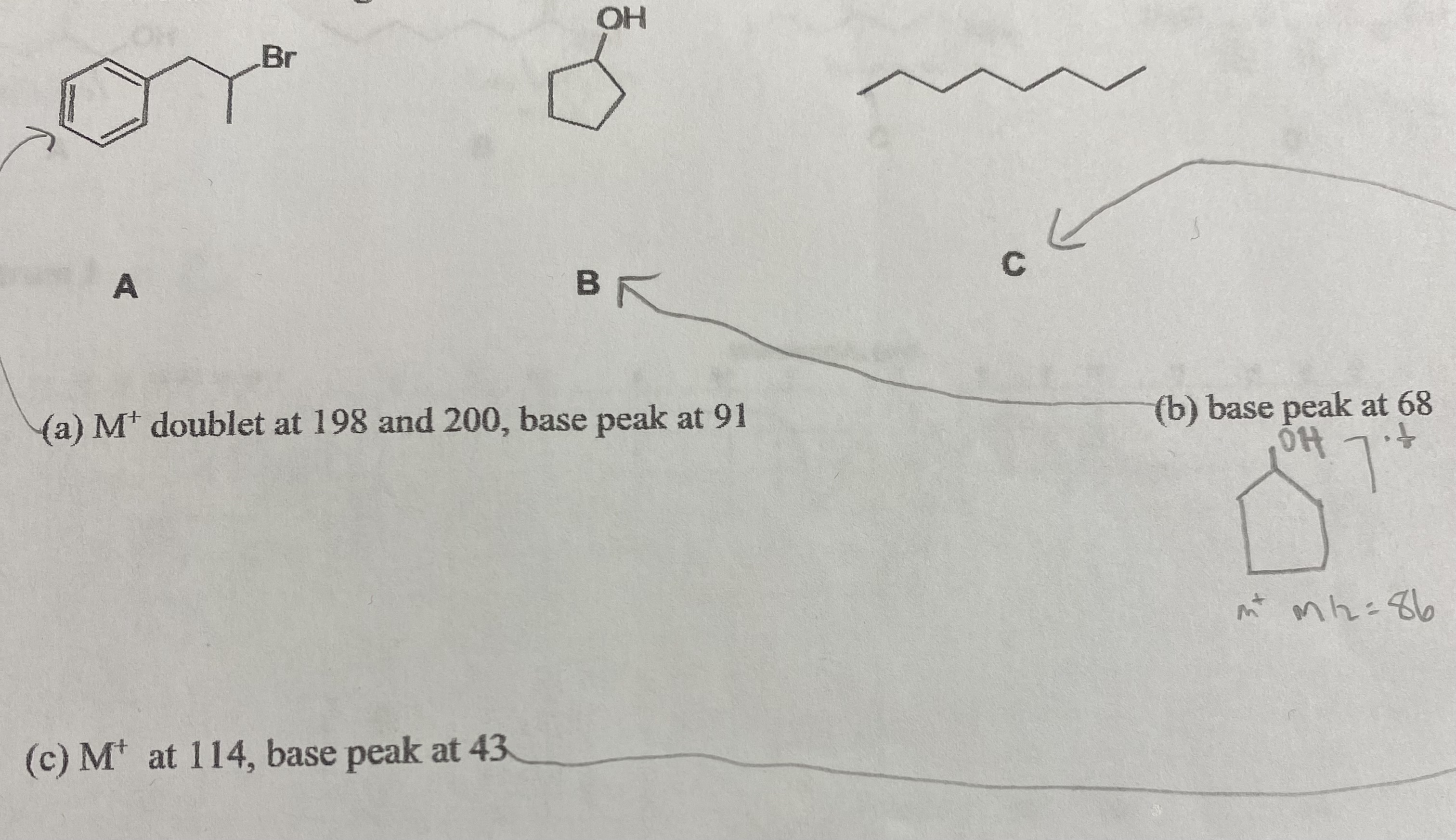 Solved What is the ion responsible for the base peak of | Chegg.com