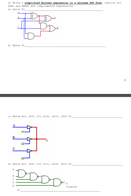 Solved 4) Write a simplified Boolean expression in a minimum | Chegg.com