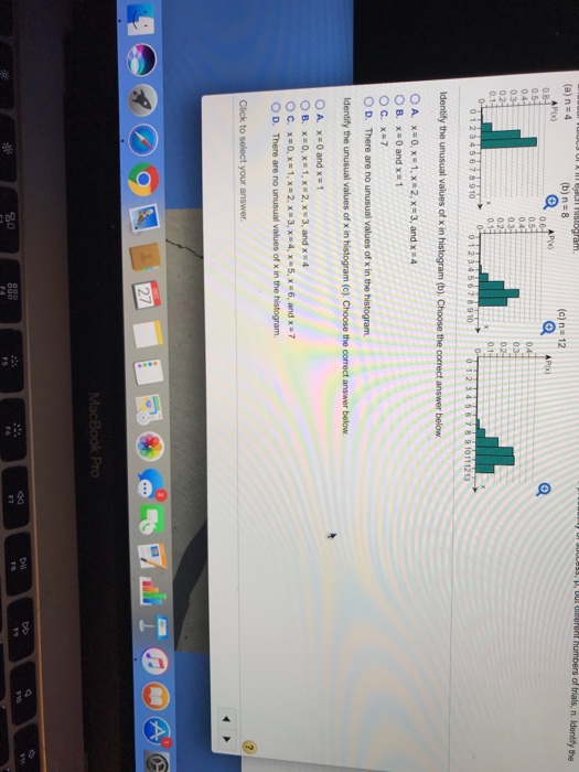 Solved Help The histograms each represent part of a binomial | Chegg.com