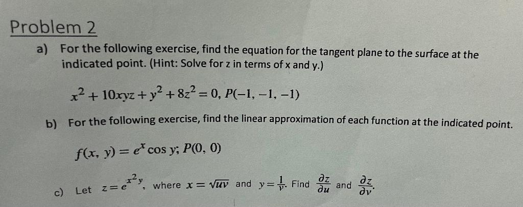 Solved a) For the following exercise, find the equation for | Chegg.com