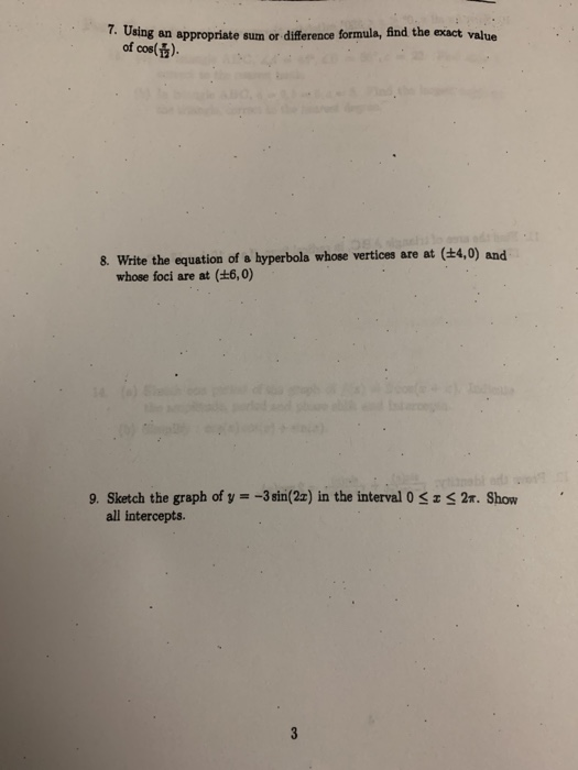 Solved 7. Using an appropriate sum or difference formula, | Chegg.com