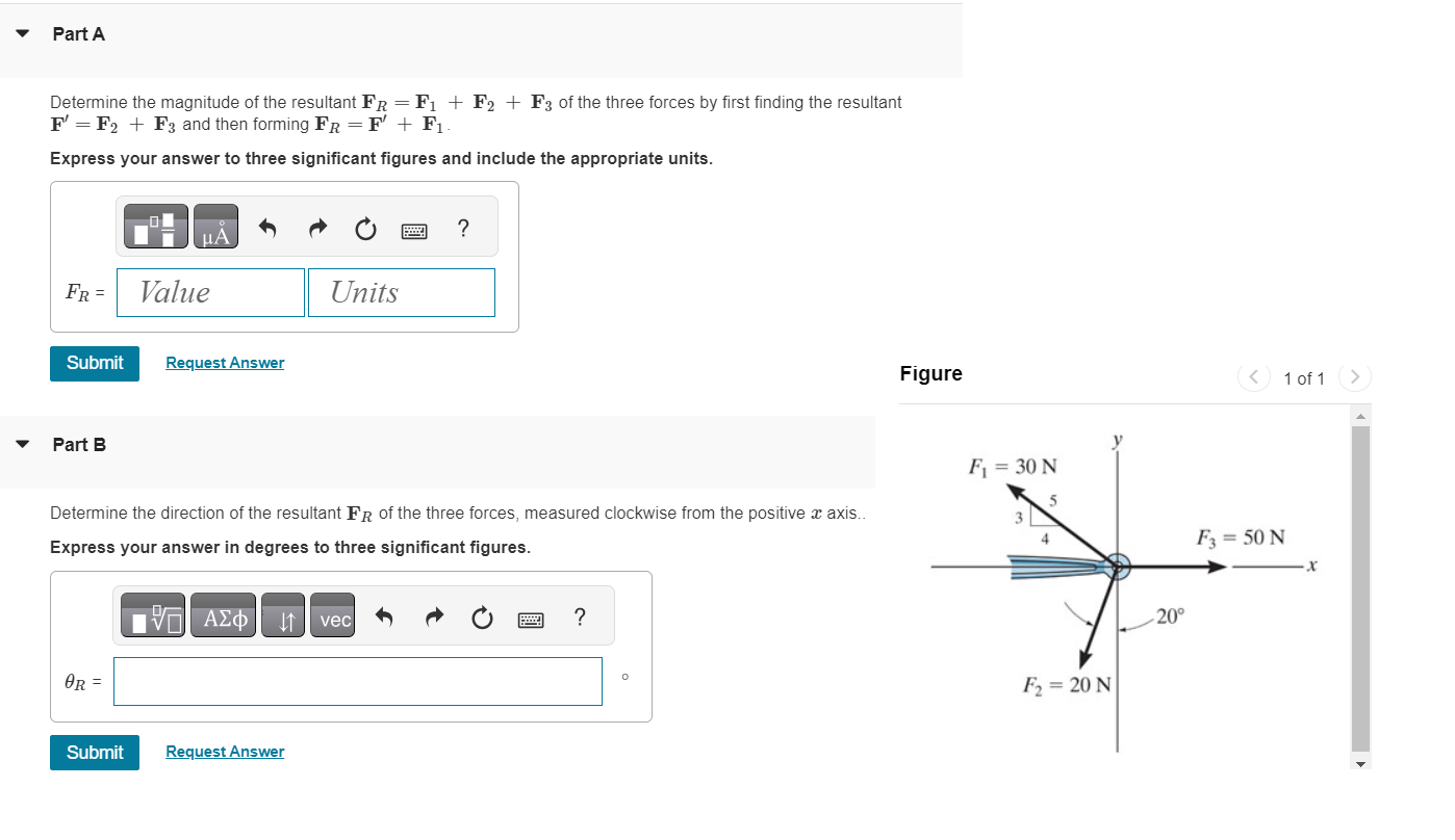 Solved Determine the magnitude of the resultant FR=F1+F2+F3 | Chegg.com