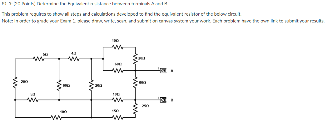 Solved P1-3: (20 Points) Determine the Equivalent resistance | Chegg.com