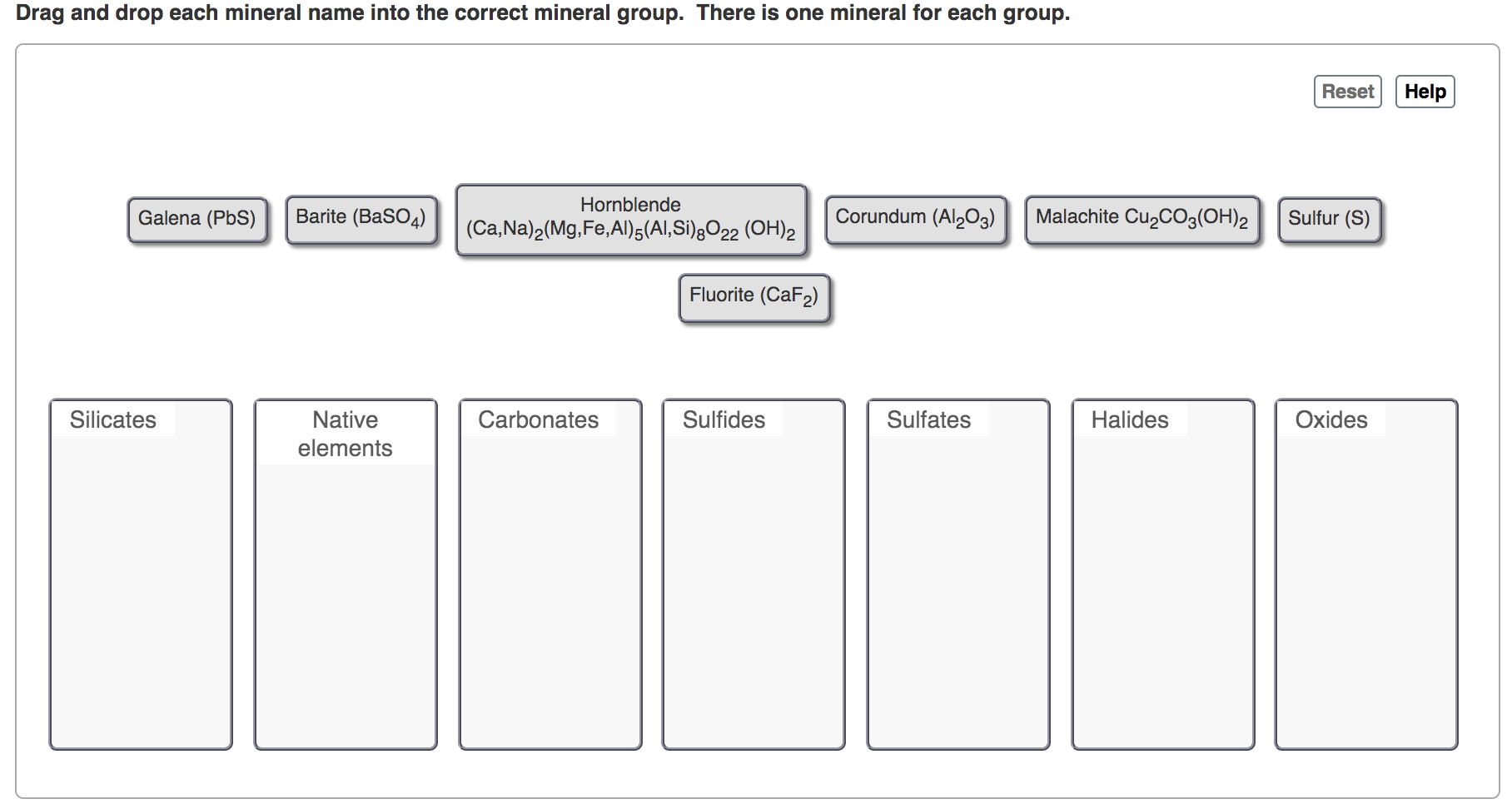 Solved Drag and drop each mineral name into the correct | Chegg.com