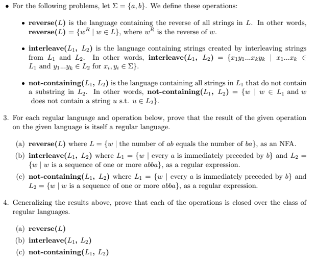 For the following problems, let S = {a,b}. We define | Chegg.com