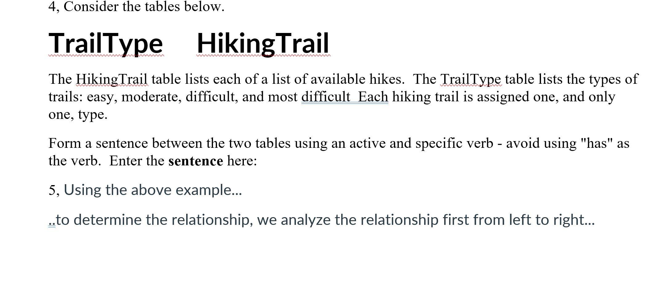 Solved Form a sentence between the two tables using an | Chegg.com
