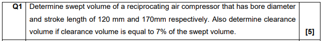Solved Q1 Determine swept volume of a reciprocating air | Chegg.com