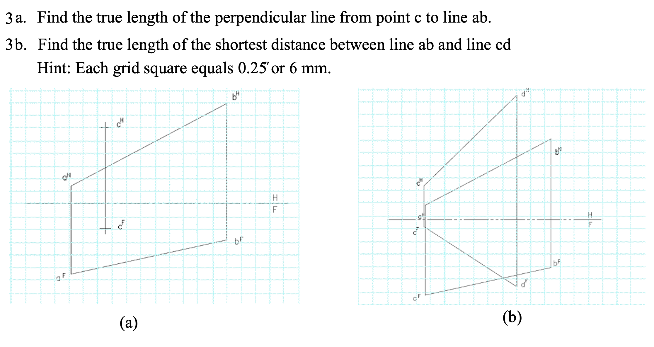 Solved 3. Find the true length of the perpendicular line | Chegg.com