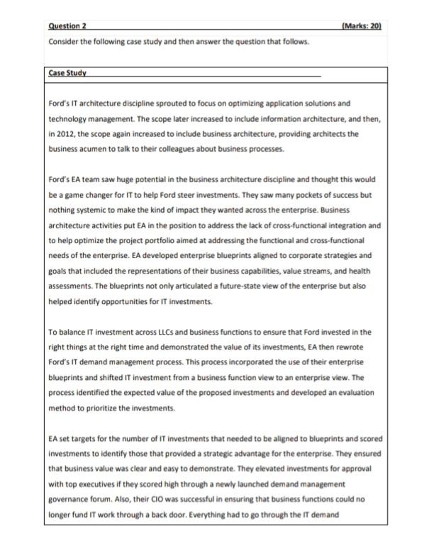 Solved Question 2 (Marks: 20) Consider the following case | Chegg.com Solved Question 2 (Marks: 20) Consider the following case | Chegg.com