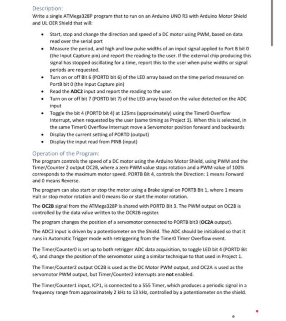 Description: Write a single ATMega328P program that | Chegg.com