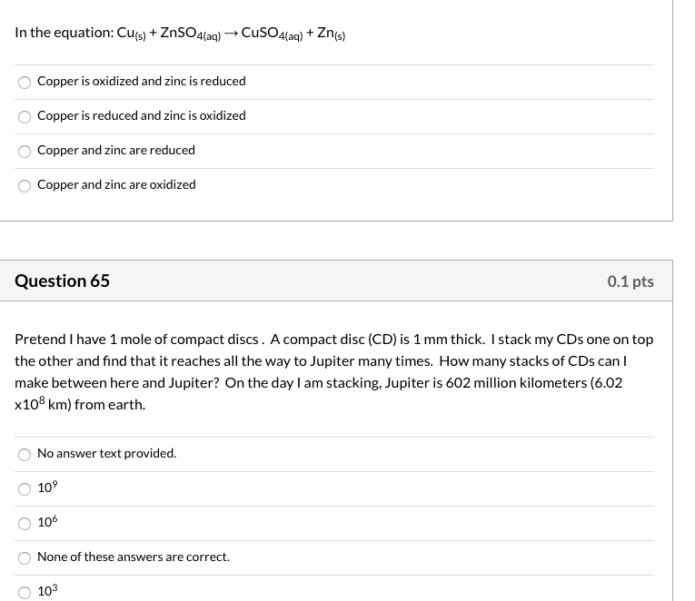 Solved In The Equation Cu S Znso4 Aq → Cuso4 Aq